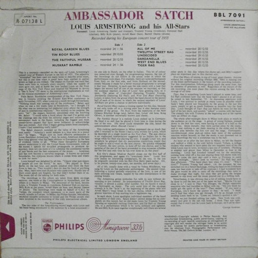 Buy Louis Armstrong And His All-Stars : Ambassador Satch (LP, Mono ...