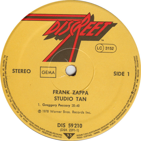 Buy Frank Zappa : Studio Tan (LP, Album) – The R.A.G.E.